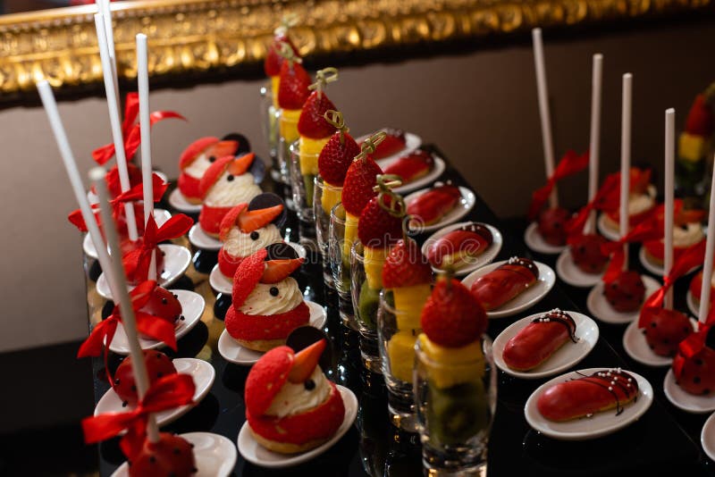 Catering. Beautifully Decorated Sweets on the Table and Fruit Stock ...