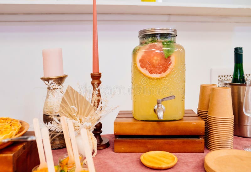 Catering. Big Lemonade with a Drink and Grapefruit Stock Photo - Image ...