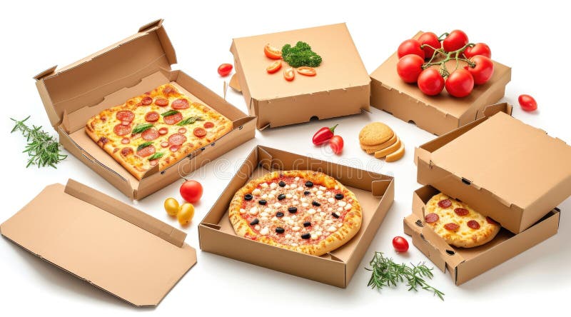 Catering Boxes, Bakery Boxes, Closed Pizza Boxes, and Food Boxes, on a ...