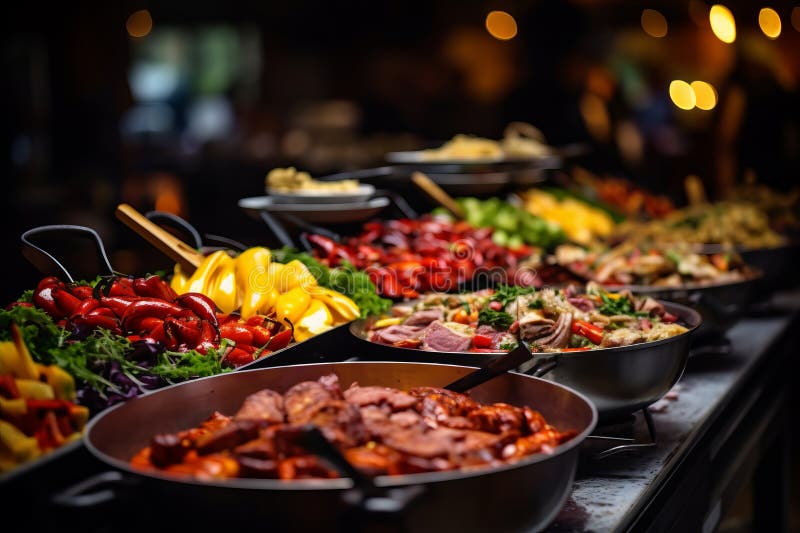 Catering Buffet Food in Restaurant or Cafe with Meat and Vegetables ...