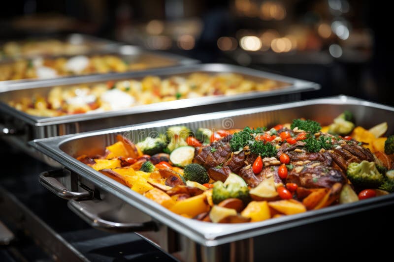 Catering Buffet Food in Restaurant or Cafe with Meat and Vegetables ...