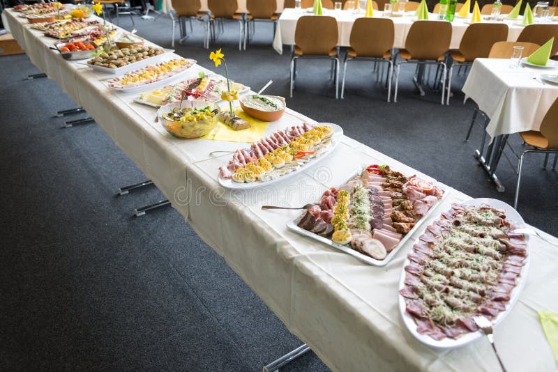 Catering Buffet on a Long Table Stock Photo - Image of catering ...