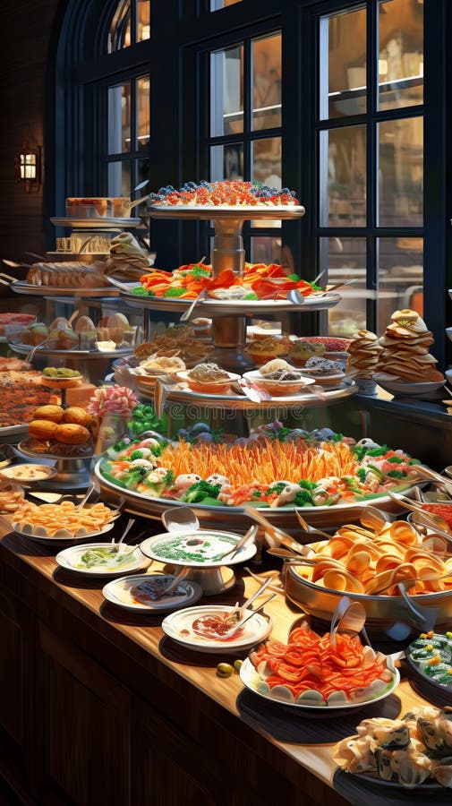 Catering Buffet in a Restaurant, Festive Catering, a Variety of Dishes ...