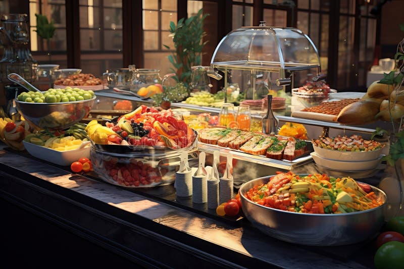 Catering Buffet in a Restaurant, Festive Catering, a Variety of Dishes ...