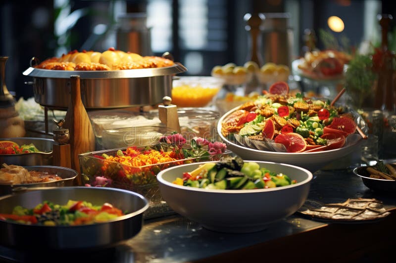 Catering Buffet in a Restaurant, Festive Catering, a Variety of Dishes ...