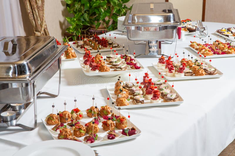 Catering Buffet or Service with Different Snacks, Appetizers and ...