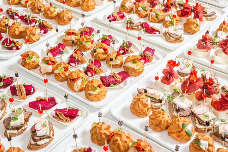 Catering Buffet or Service with Different Snacks, Appetizers and ...