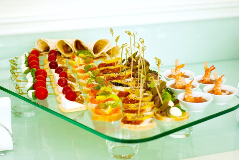 Catering Buffet Style with Different Light Snack Stock Image - Image of ...