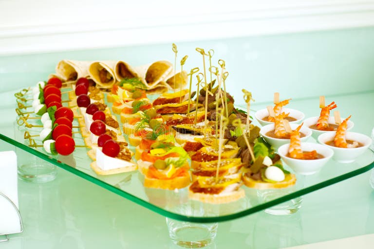 Catering Buffet Style with Different Light Snack Stock Image - Image of ...