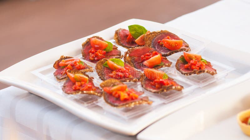 Catering Buffet Style with Different Light Snack Stock Photo - Image of ...