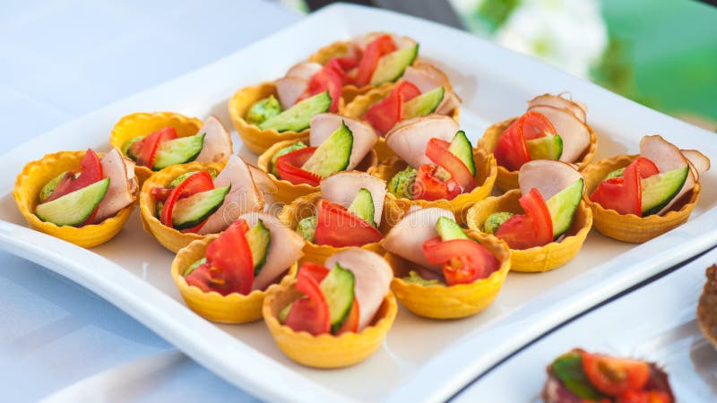 Catering Buffet Style with Different Light Snack Stock Image - Image of ...