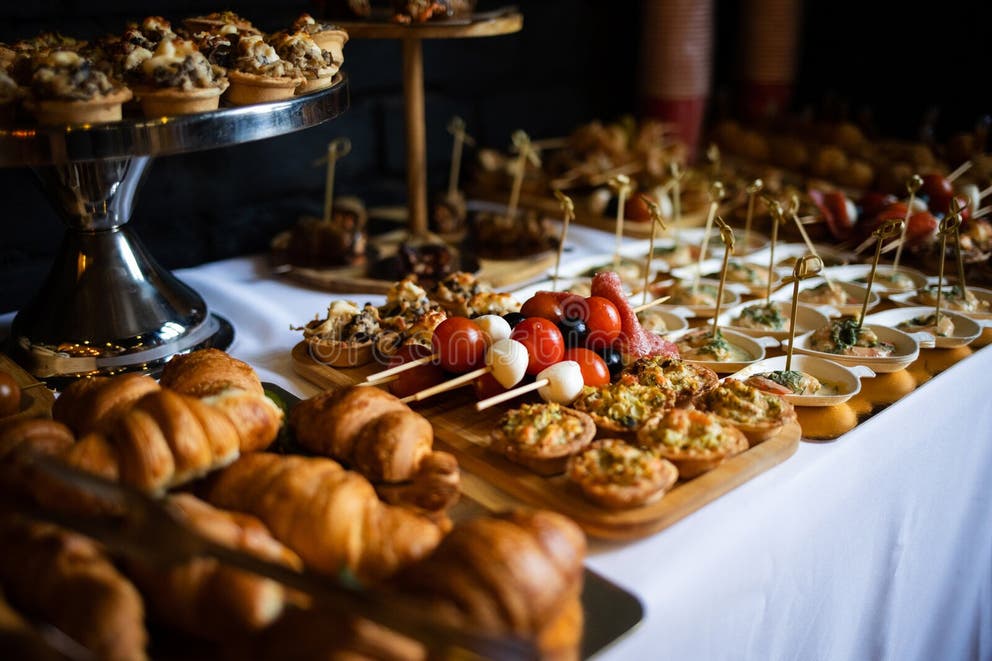 Catering, Buffet. Table Setting with Appetizer Stock Image - Image of ...