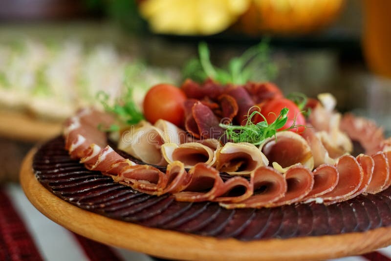Catering Buffet Table with Snacks and Appetizers. Concept for Event ...