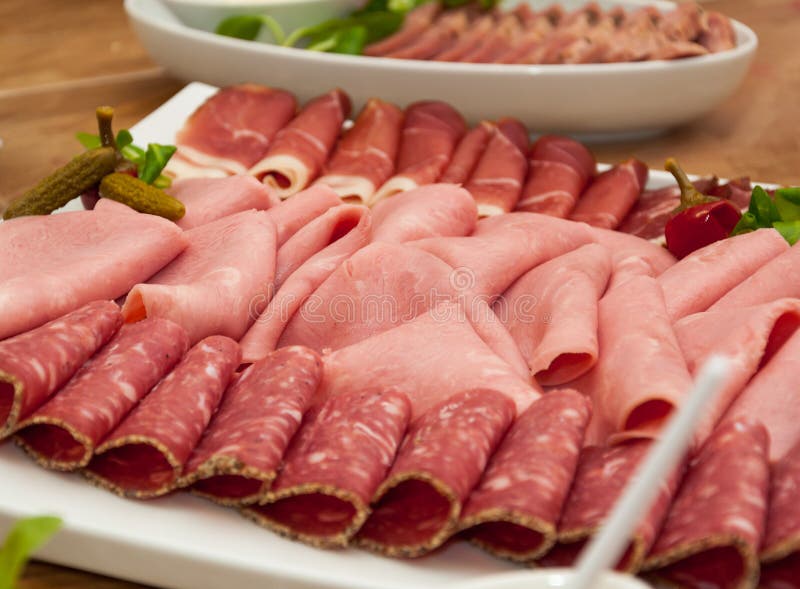 Catering, Cold Cuts Assortment Stock Image - Image of lettuce, bowl ...