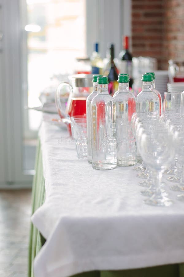 Catering Drinks - Bottles with Clean Water. Stock Image - Image of ...