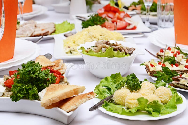 Food on buffet table stock image. Image of dinner, platters - 33277097