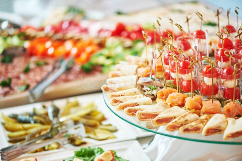 Catering Food Table Set Decoration Stock Image - Image of event ...