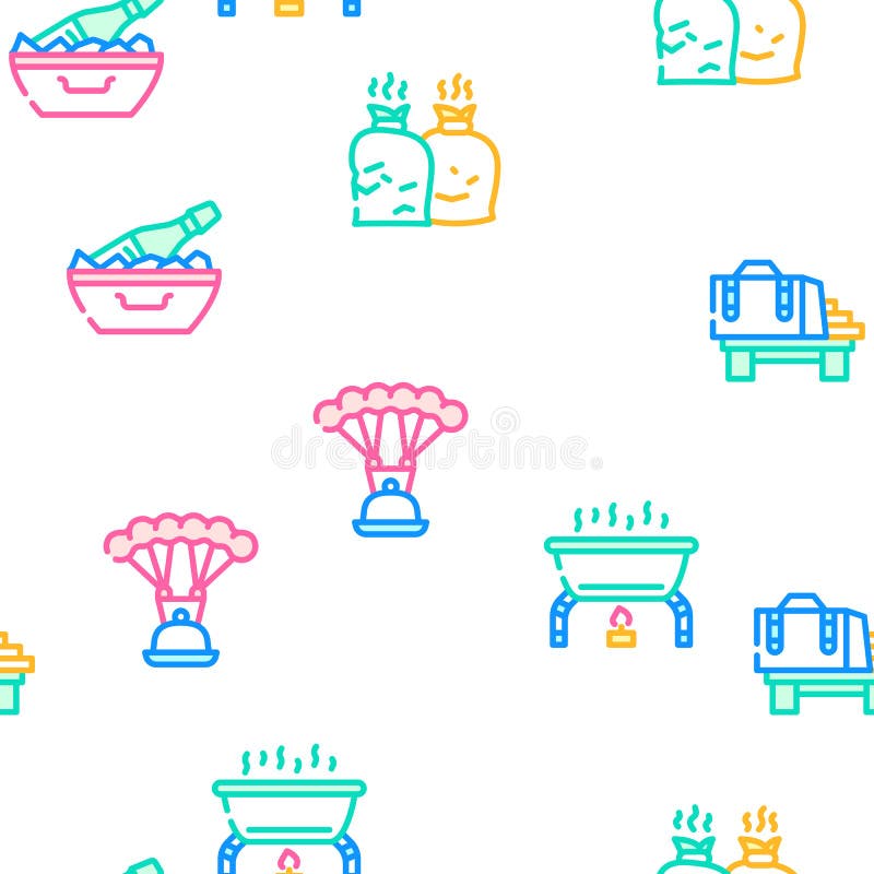 Catering Food Service Vector Seamless Pattern Stock Illustration ...