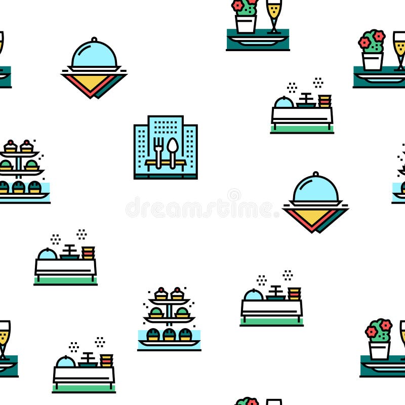 Catering Food Service Vector Seamless Pattern Stock Vector ...