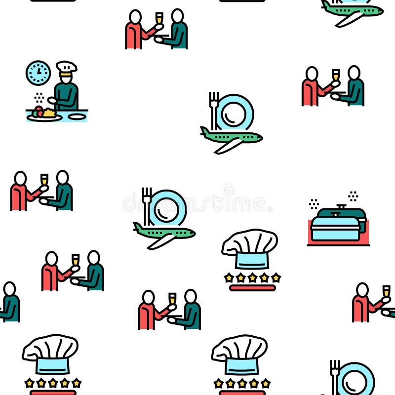 Catering Food Service Vector Seamless Pattern Stock Vector ...