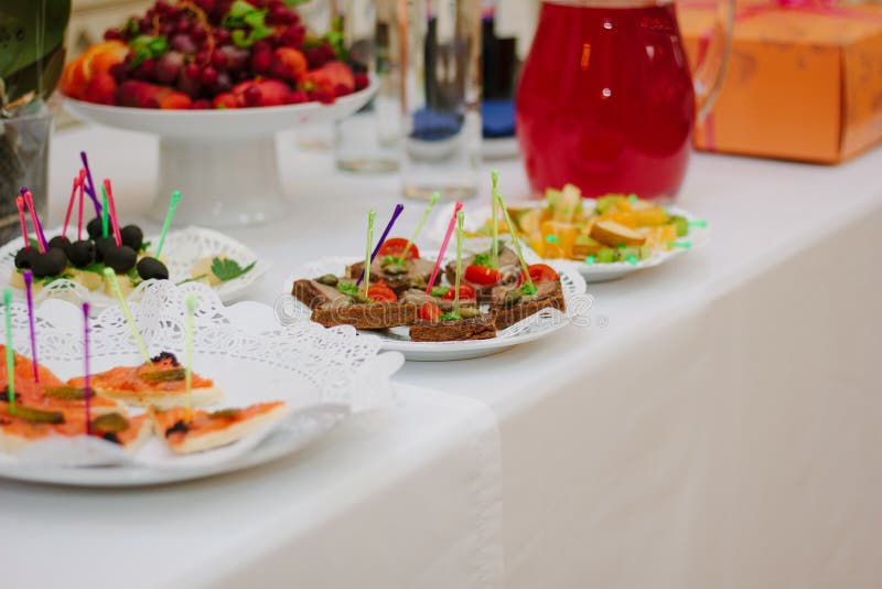 Catering Food at Table at Catering Buffet Stock Photo - Image of event ...