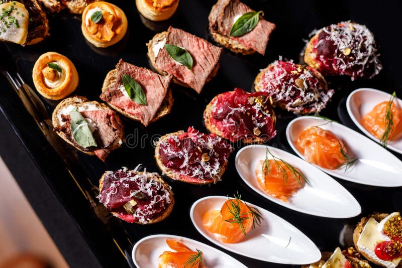 Catering Plate. Assortment of Snacks on the Buffet Table. Stock Image ...
