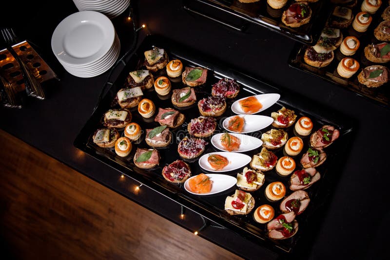 Catering Plate. Assortment of Snacks on the Buffet Table. Stock Photo ...