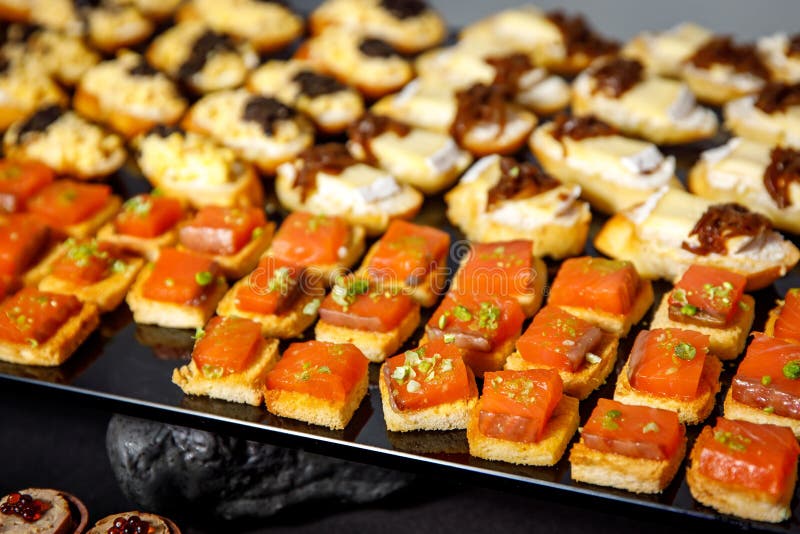 Catering Plate. Assortment of Snacks on the Buffet Table. Stock Photo ...