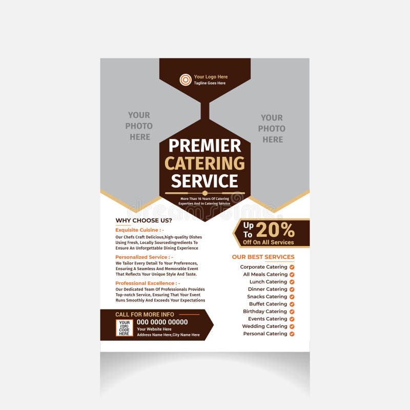 Catering Service Flyer Design Layout Stock Vector - Illustration of ...