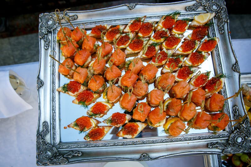 Catering Service. Restaurant Table with Food at Event. Stock Photo ...