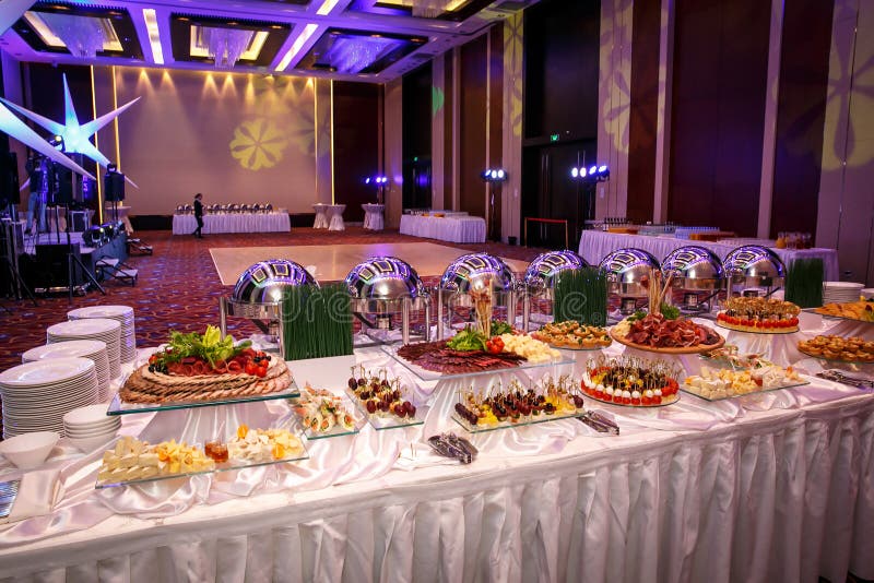Catering Service. Restaurant Table with Food at Event Stock Image ...