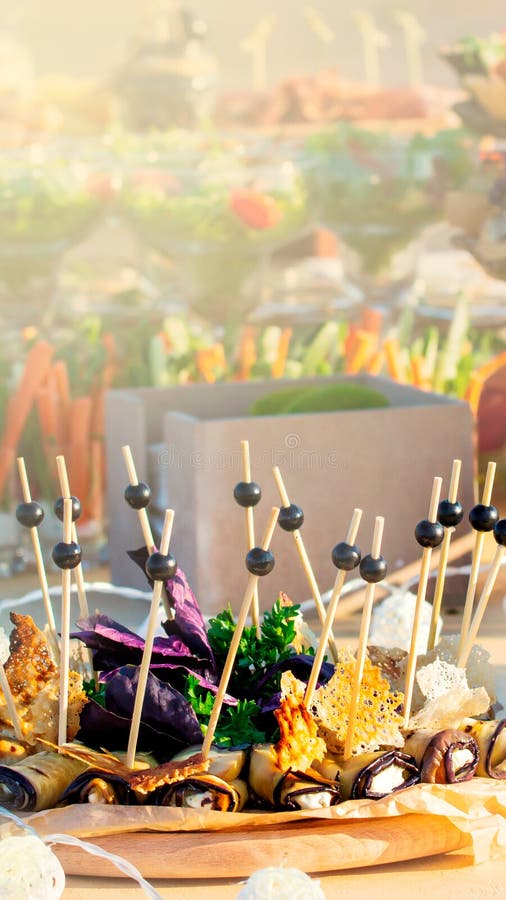 Catering Service. Restaurant Table with Food at Event Stock Image ...