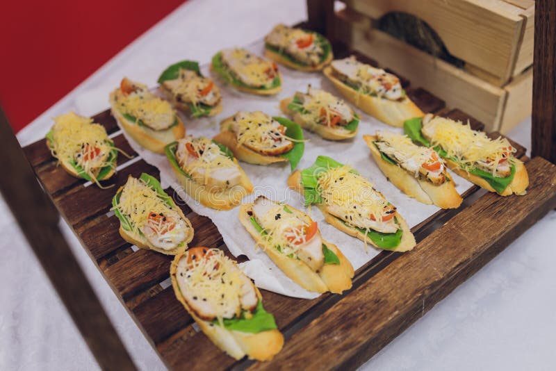Catering Service. Restaurant Table with Food at Event. Shallow Depth of ...