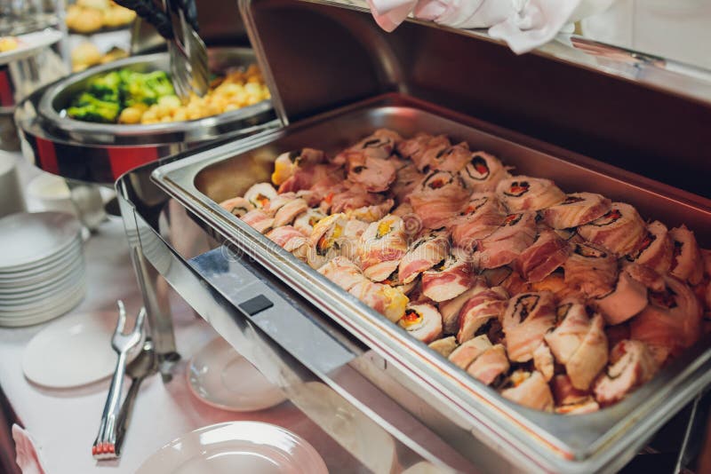 Catering Service. Restaurant Table with Food at Event. Shallow Depth of ...