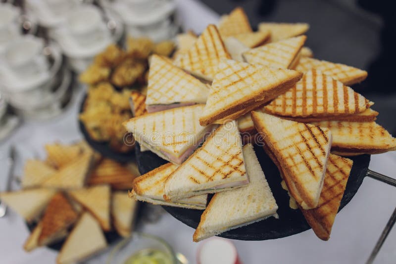 Catering Service. Restaurant Table with Food at Event. Shallow Depth of ...