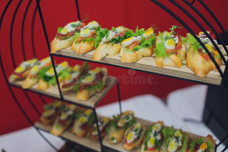 Catering Service. Restaurant Table with Food at Event. Shallow Depth of ...