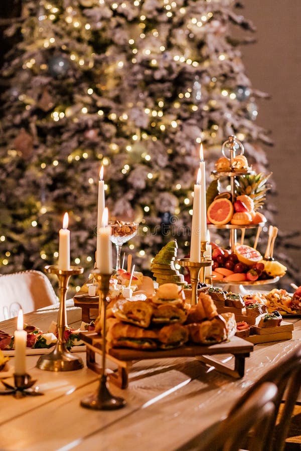 Catering Service. Restaurant Table with Food at Event. Shallow Depth of ...