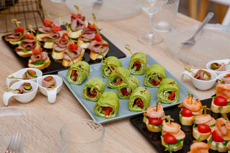 Catering Service. Restaurant Table with Food at Event Stock Photo ...