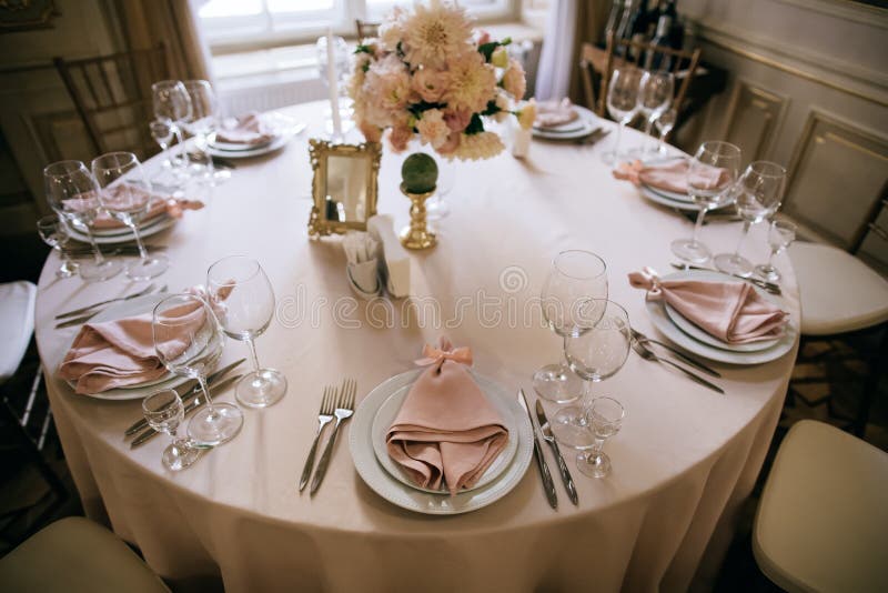Catering Service. Table Set for Dinner Stock Photo - Image of setting ...