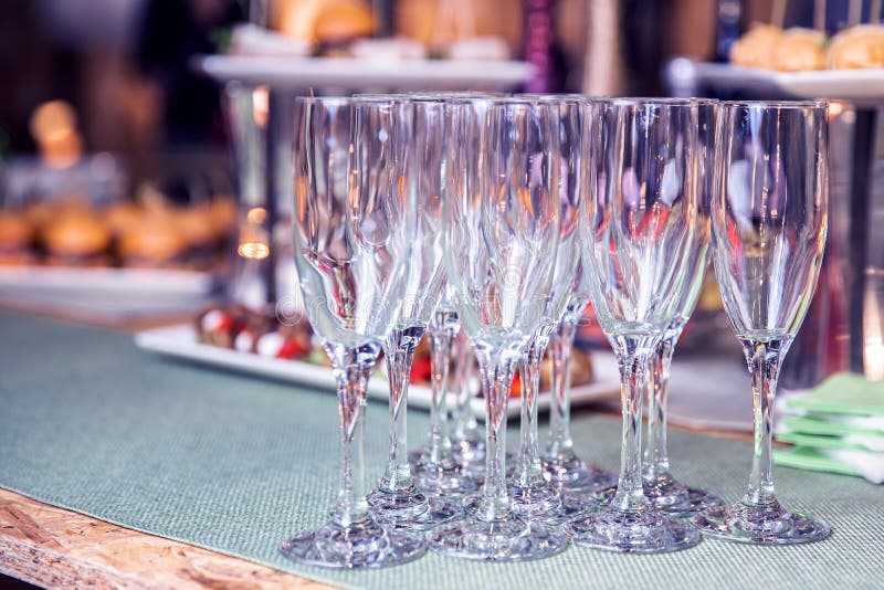 Catering Service. Table Setting, Glass Goblets, Cutlery Stock Photo ...
