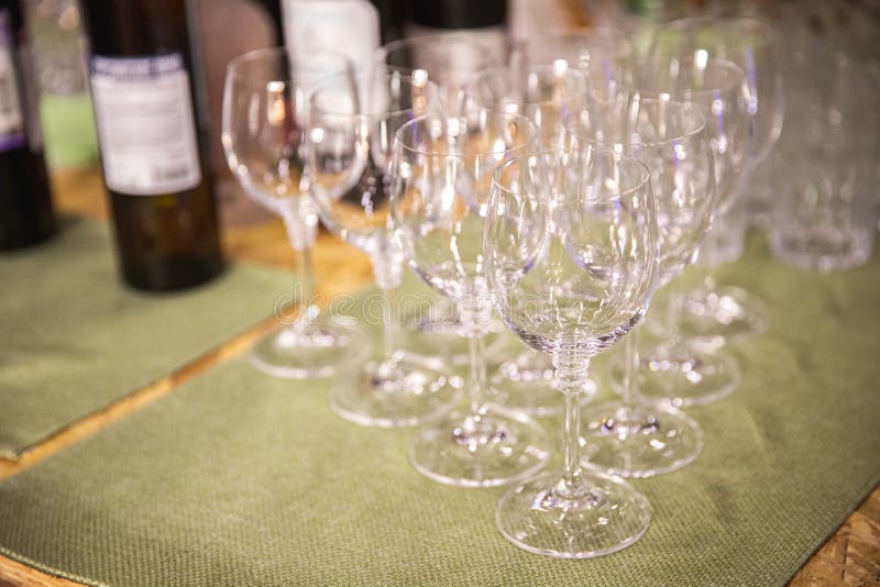 Catering Service. Table Setting, Glass Goblets, Cutlery Stock Image ...