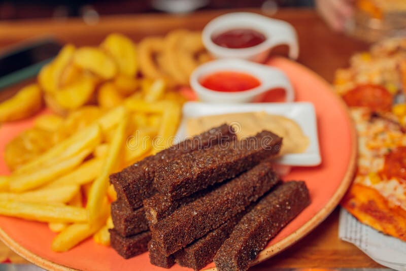Catering Services Background with Snacks on Guests Table in Restaurant ...