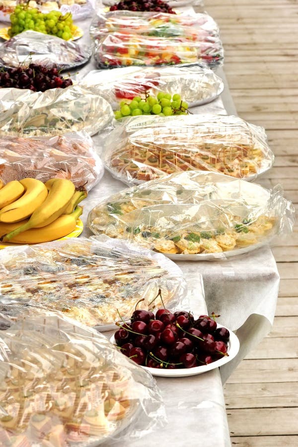 Catering Services Food on Outdoor Party Table Stock Photo - Image of ...