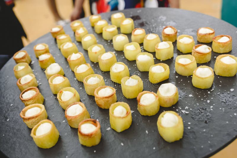 Catering Services with Snacks, Appetizers and Entrees in the Restaurant ...