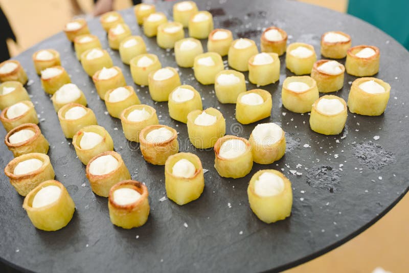 Catering Services with Snacks, Appetizers and Entrees in the Restaurant ...