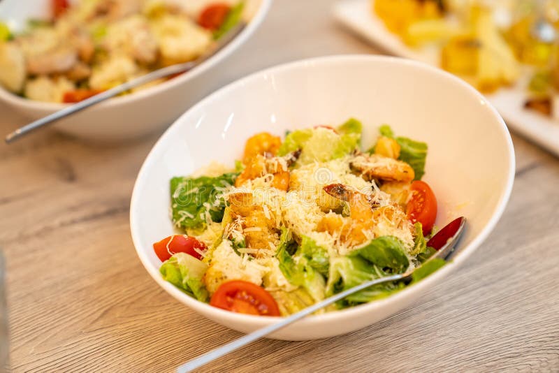 Catering. Serving the Table with Salads for the Holiday Stock Image ...