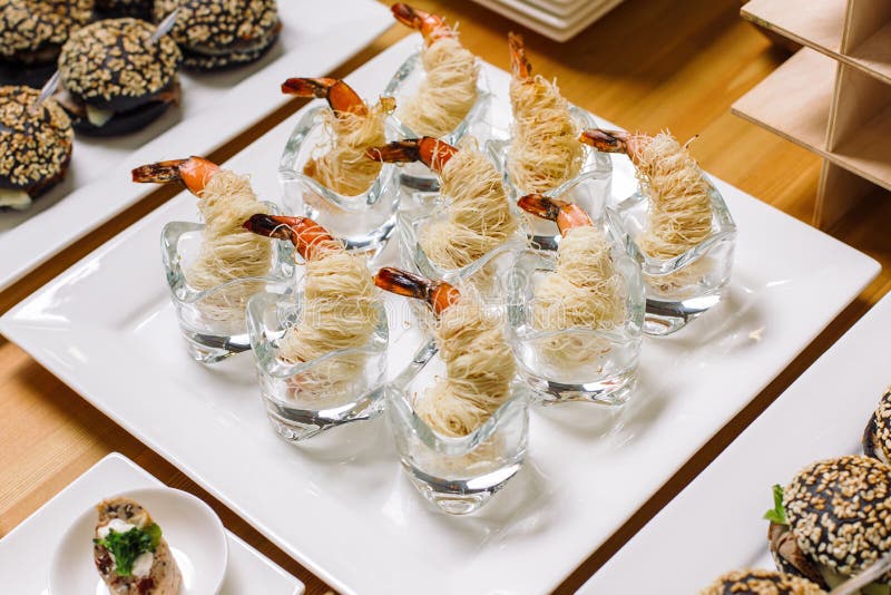 Catering Shrimp Brochettes. Stock Image - Image of international ...