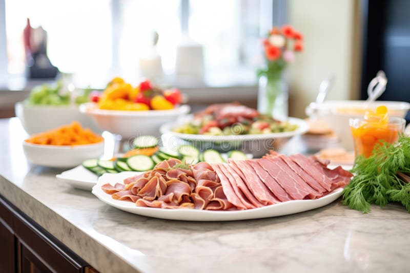 Catering Table with Assorted Cold Cut Meats Stock Image - Image of ...