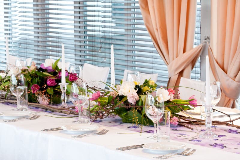 Table posh reception stock image. Image of decorations - 5081417