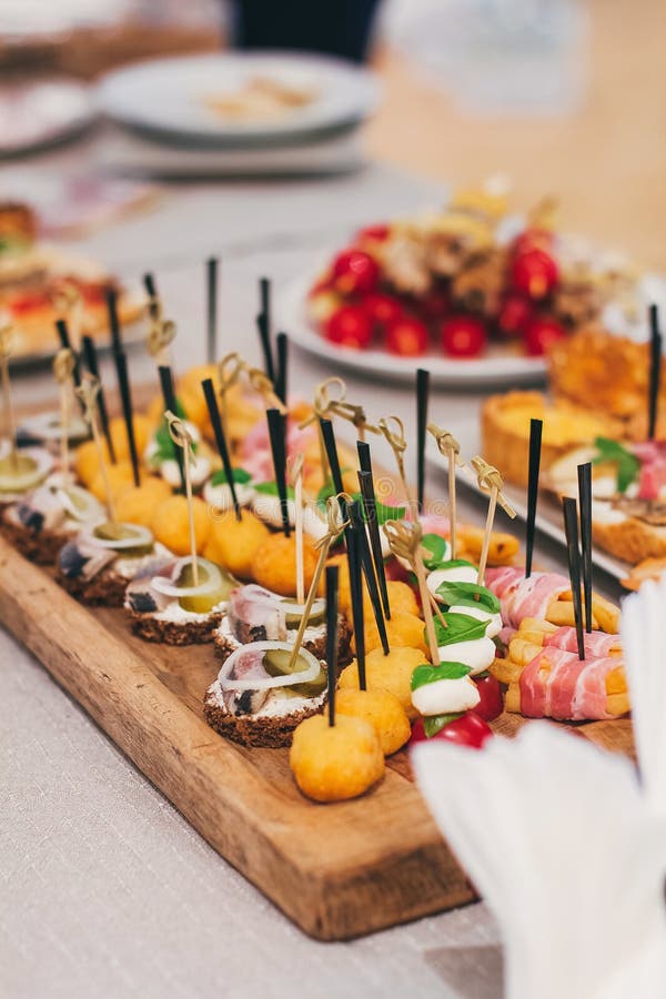 Catering Table Set Service at Restaurant before Party Stock Image ...